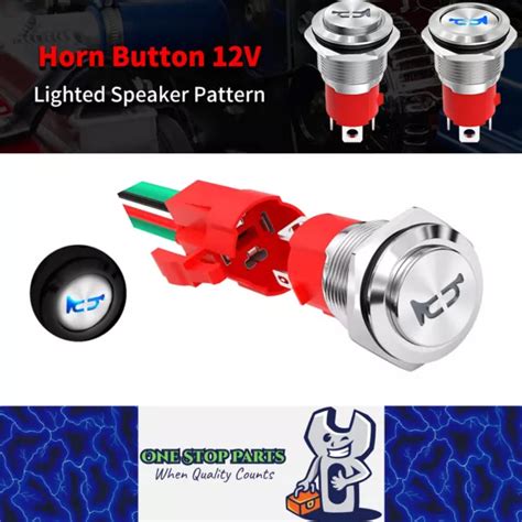 Horn Push Button V A Heavy Duty Mm Metal Horn Push Button Switch Blue Led Picclick Au