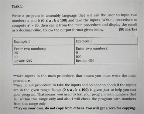 Solved Task 1 Write A Program In Assembly Language That