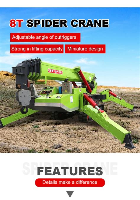 Heavy Duty Mini Spider Crawler Crane Elevator Hoist Glass Curtain Wall Lift Telescopic 8t Small
