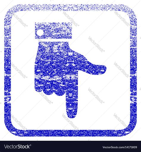 Hand Pointer Down Framed Textured Icon Royalty Free Vector