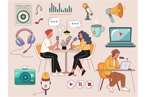 Podcast Recording People On Live Radio Interviewer And Gu