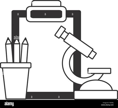 School Microscope Pencils Clipboard Stock Vector Image And Art Alamy