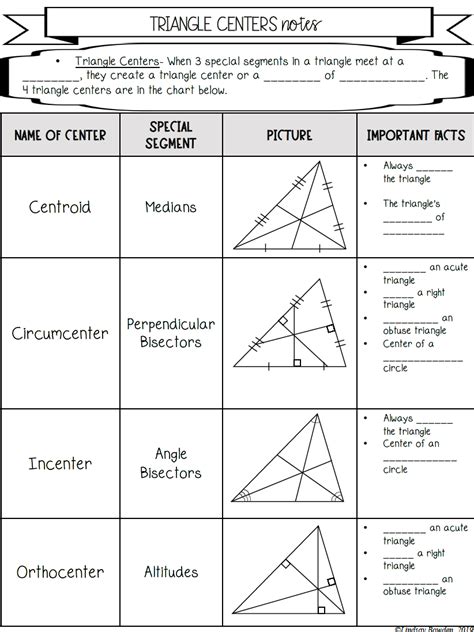 Geometry Points Of Concurrency Worksheet E Streetlight Com