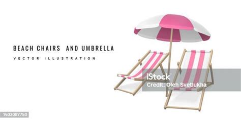 여름 3d 현실적인 렌더링 벡터 객체 태양 우산과 줄무늬 해변 의자 벡터 일러스트 레이 션 해변에 대한 스톡 벡터 아트 및 기타 이미지 Istock