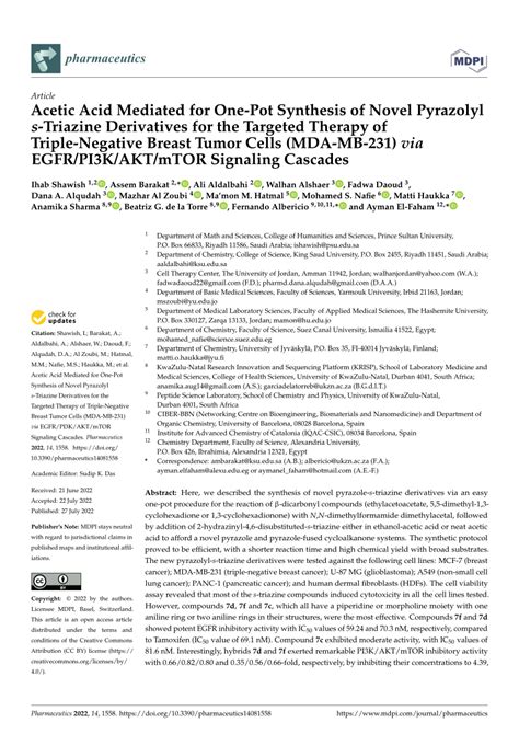 Pdf Acetic Acid Mediated For One Pot Synthesis Of Novel Pyrazolyl S Triazine Derivatives For