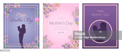 국제 어머니의 날 카드 텍스트 꽃 인사와 벡터 그림 한 여성이 어린 소녀를 품에 안고 어머니와 딸을 안고 있습니다 해피 어머니의