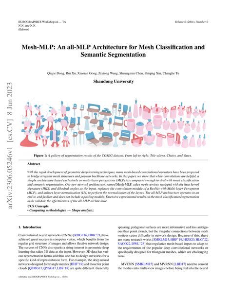Pdf Mesh Mlp An All Mlp Architecture For Mesh Classification And Semantic Segmentation