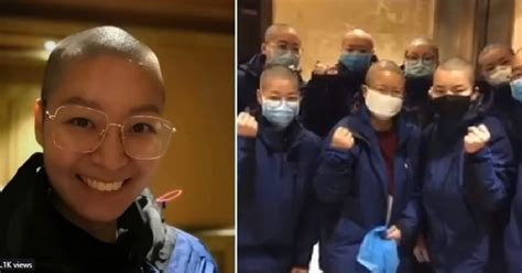 គិលានុបដ្ឋាយិកាជាច្រើន សម្រេចចិត្តកោរសក់មុនពេលធ្វើដំណើរទៅទីក្រុង វូហាន មានវីដេអូ Khmerload