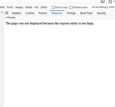 The Page Was Not Displayed Because The Request Entity Is Too Large