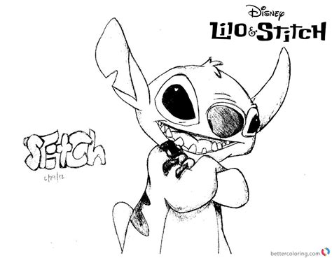 Lilo And Stitch Coloring Pages Black And White Drawing Free Printable