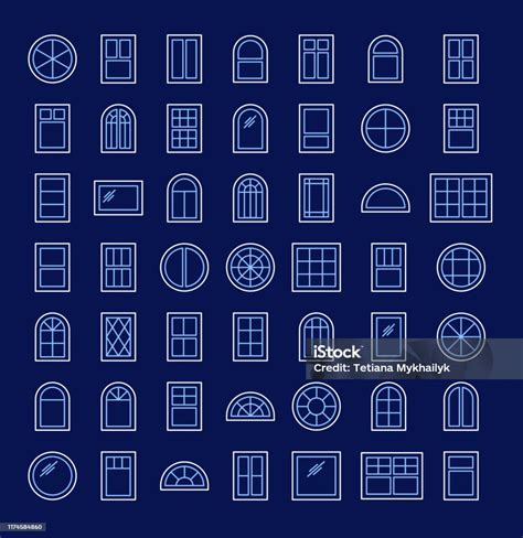 케이스 및 어닝 창 아키텍처 요소입니다 선 아이콘이 설정됩니다 전통 프랑스어 아치 및 원형 창 프레임 0명에 대한 스톡 벡터 아트 및 기타 이미지 Istock