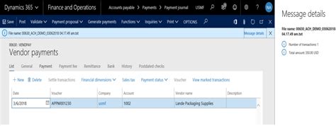 Automated Clearing House Ach Configuration In Dynamics 365 For Finance And Operations