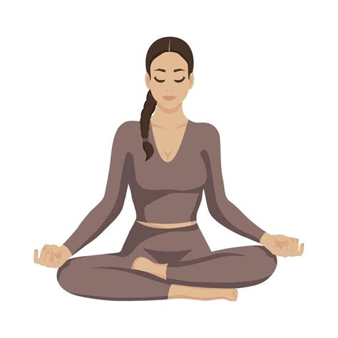 Girl In Yoga Lotus Pose Practicing Yoga Vector Illustration Young