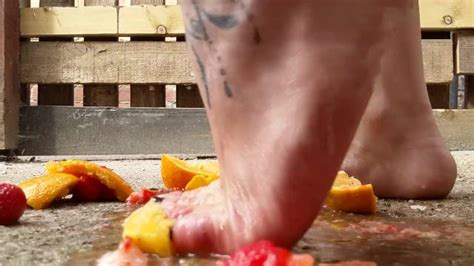 Pixie Nixx Crushes Fruit Barefoot Juicy Soles And Wet Drippy Toes