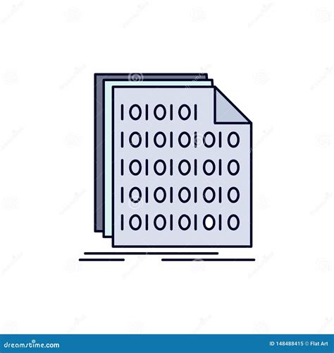 Binary Code Coding Data Document Flat Color Icon Vector Stock