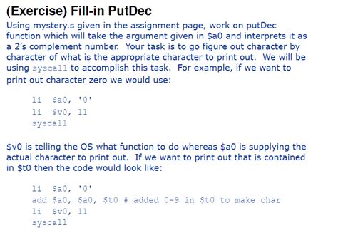 Solved Exercise Fill In Putdec Using Mysterys Given In