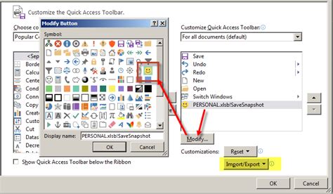 excel file names of quick access toolbar icons stack overflow