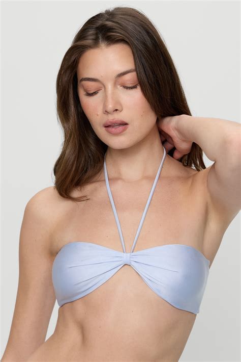 Rumi Satin Bandeau Bikini Top Frosting