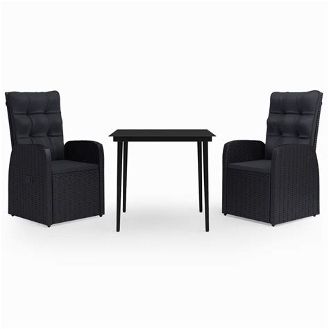Buy Vidaxl 3 Piece Garden Dining Set With Cushions Black Online In Uae