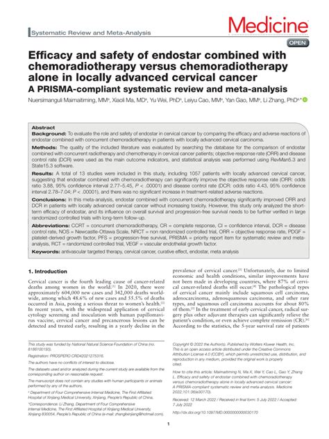 Pdf Efficacy And Safety Of Endostar Combined With Chemoradiotherapy Versus Chemoradiotherapy
