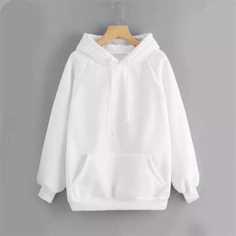 Jual Sweater Polos Sweater Hoodie Polos Warna Putih Size M L Xl Xxl Pria Dan Wanita Indonesia