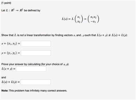 Solved 1 Point Let L R2 R2 Be Defined By L X L X1X2 Chegg Com