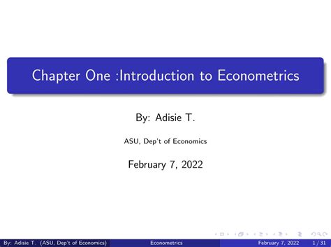 PPT Econometrics Ch PowerPoint Presentation Free Download ID