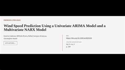 Wind Speed Prediction Using A Univariate Arima Model And A Multivariate