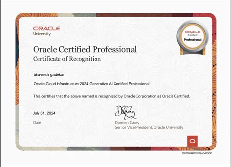 Bhavesh Gadekar On Linkedin Oraclecloud Generativeai Certification