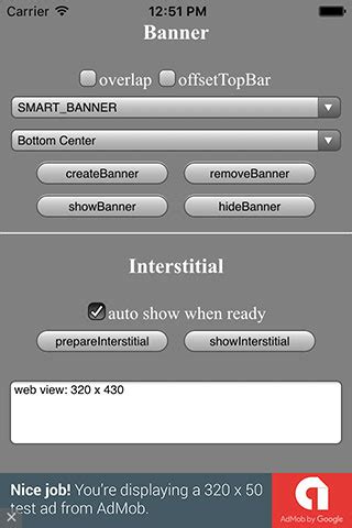 Home Cordova AdMob Plugin