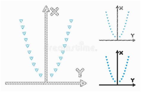 Dotted Parabola Plot Vector Mesh Network Model And Triangle Mosaic Icon Stock Vector