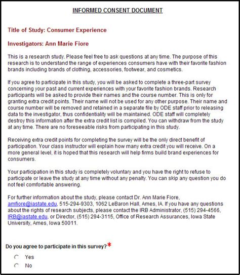 Irb Informed Consent Template Online Survey Consent Template