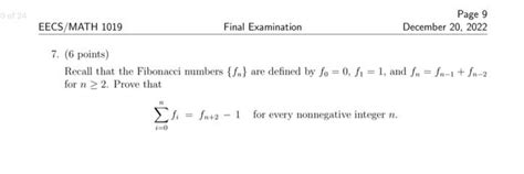 solved 7 6 points recall that the fibonacci numbers {fn}