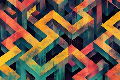Interlocking Shapes And Repeating Patterns Create A Vibrant And Dynamic Abstract Design