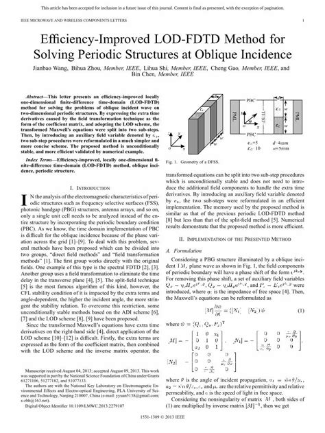 Pdf Efficiency Improved Lod Fdtd Method For Solving Periodic
