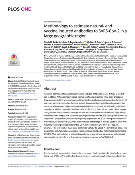 Pdf Methodology To Estimate Natural And Vaccine Induced Antibodies