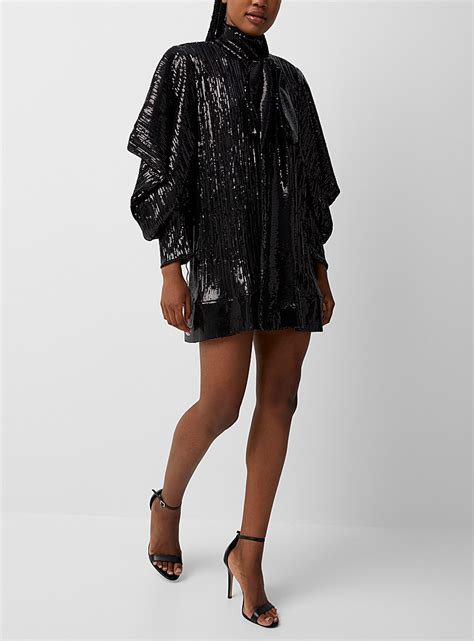 Pussy Bow Sequin Mini Dress Denis Gagnon Shop Womens Designer