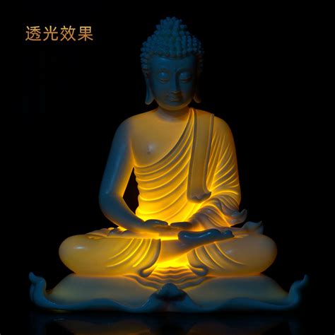 七珍陶瓷摆件玉黄瓷菩提如来林建胜释迦牟尼佛佛像家居装饰品 虎窝淘