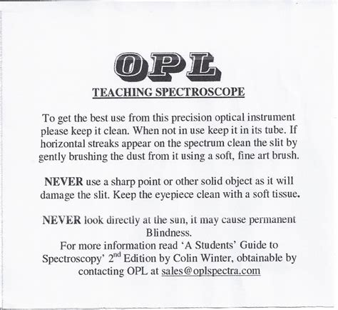 Large Opl Diffraction Spectroscope And Stand