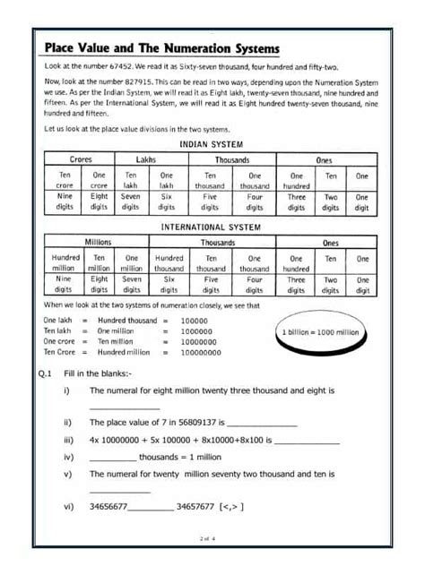 A2zworksheets Worksheet Of Number System Numbers Maths