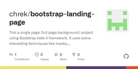 Github Chrekbootstrap Landing Page This A Single Page Full Page