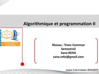 Cours Algo Les Pointeurs PPT