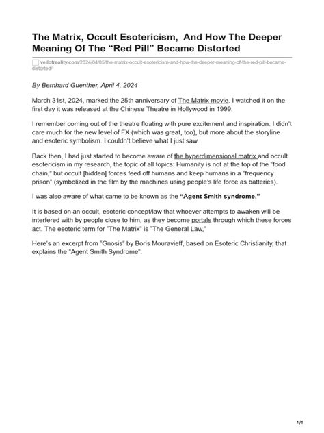 The Matrix Occult Esotericism And How The Deeper