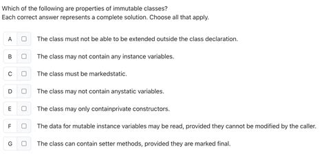 Solved Which Of The Following Are Properties Of Immutable