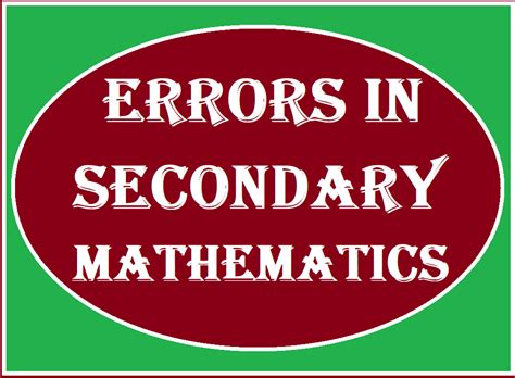 Common Errors In Secondary Mathematics