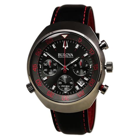 Bulova Lobster Accutron Ii Chronograph Black Dial 98b252 Quartz Analog