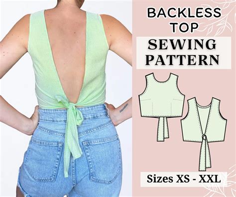 Women Top Pattern Pdf Sewing Pattern Backless Top Pattern Tie Top