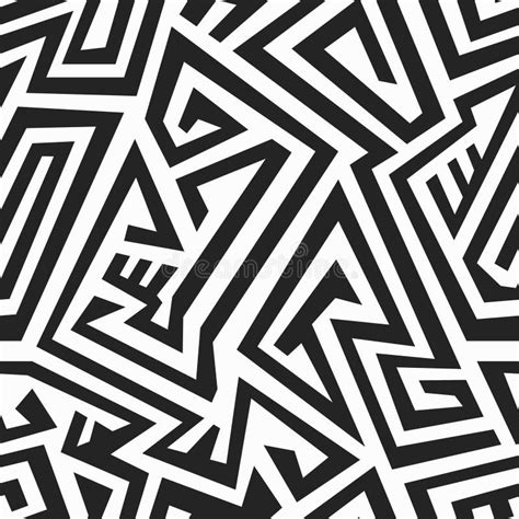 Monochrome Maze Seamless Pattern Stock Vector Illustration Of