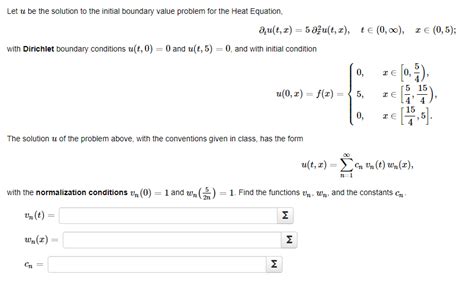 Let U Be The Solution To The Initial Boundary Value