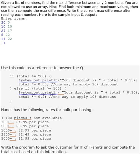 Solved Program Language Is Java Please Reply With Screenshot Given A List Of Numbers Find